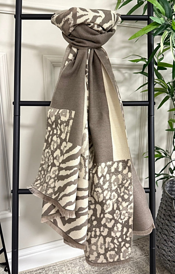 Reversible Animal Print Patchwork Scarf – Zebra & Leopard - Susie's ...